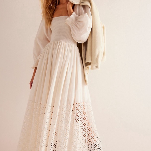 Free People | Dresses | Free People Perfect Storm Eyelett Midi Dress ...